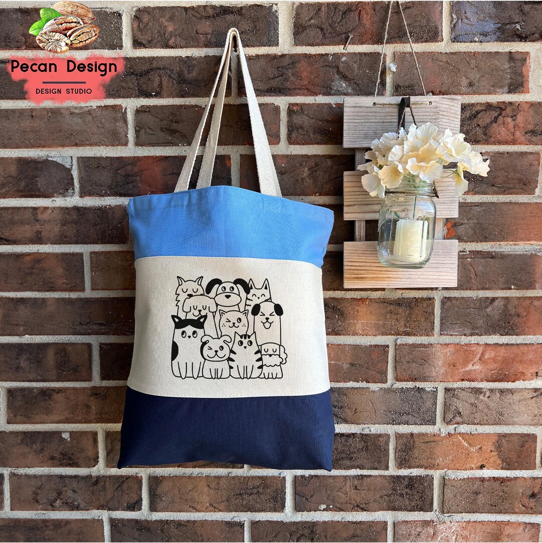 Tri-color Cats and Dogs Tote Bag Gift Idea for Pet Lover, Dog and Cat ...