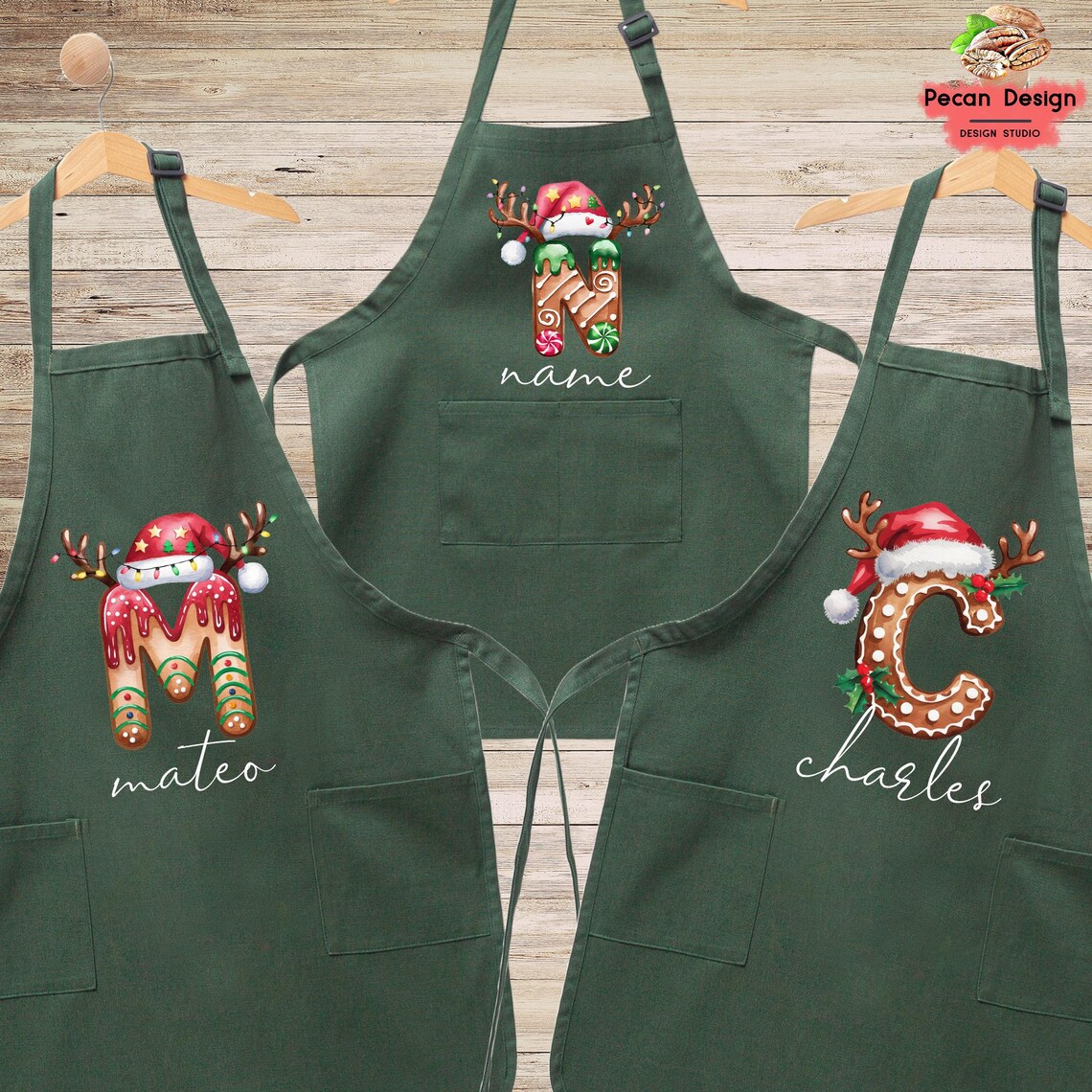 Personalized Name Alphabet Apron, Matching Kitchen Aprons for Family ...