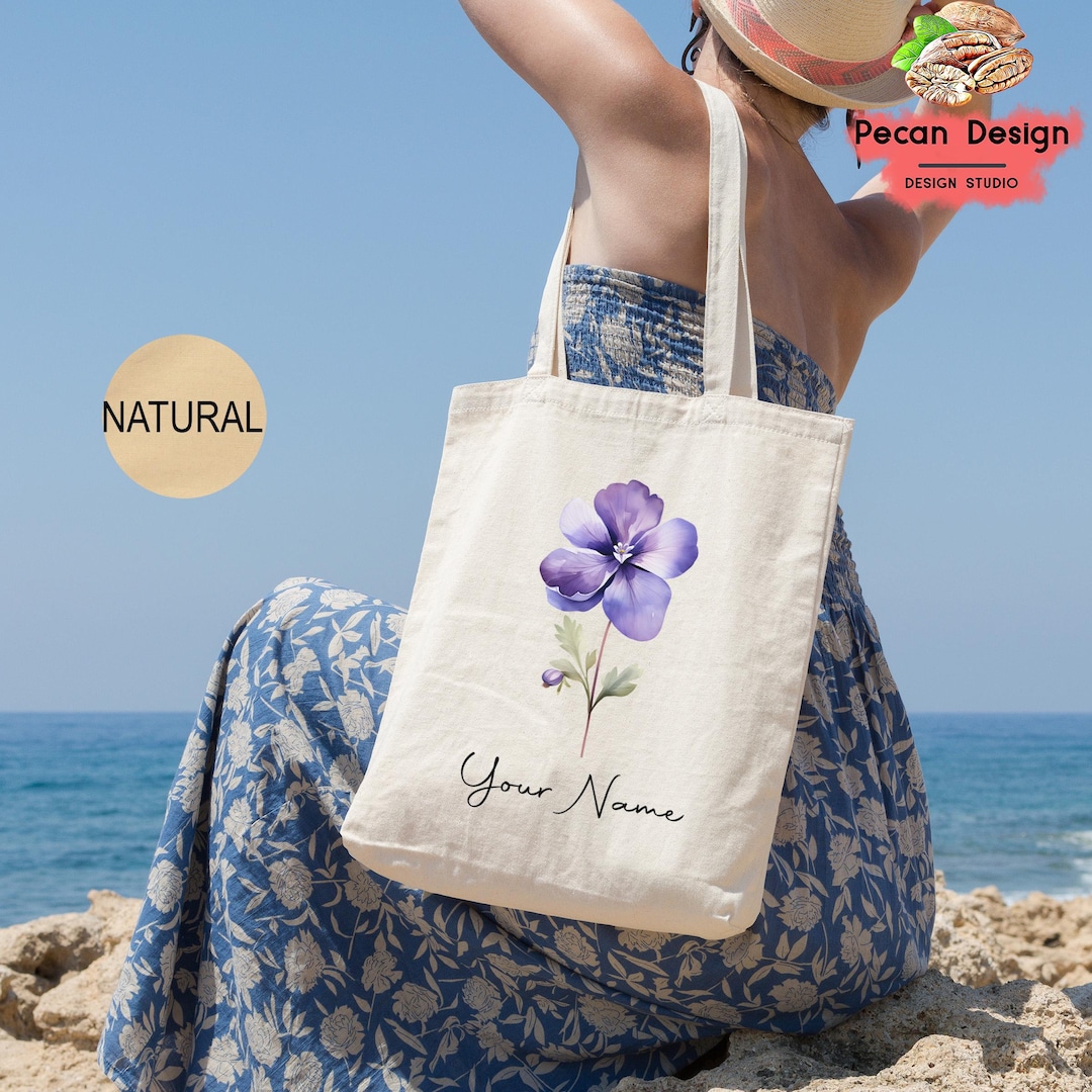 Personalized Birth Flower Gift Tote Bag, Custom Canvas Tote Bag, Best ...