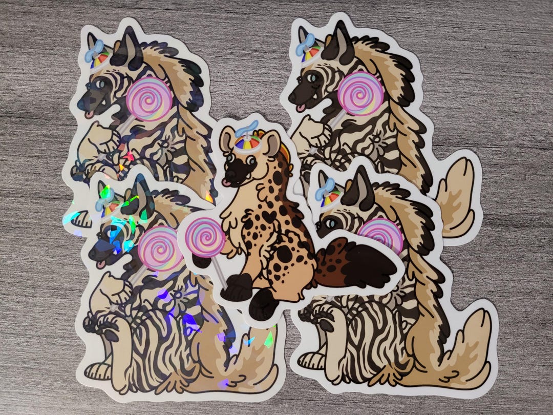 Hyenas With Propeller Hats & Comically Large Lollipops Stickers or ...