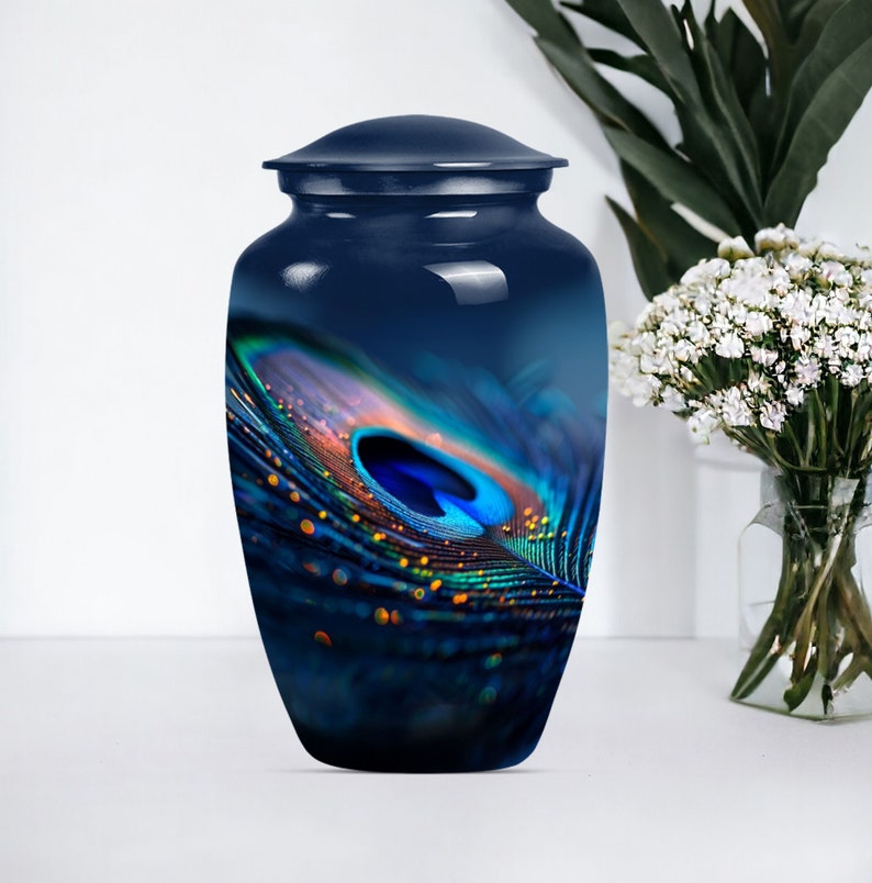 Elegant Peacock Feather Design Cremation Urn for Human Ashes ...