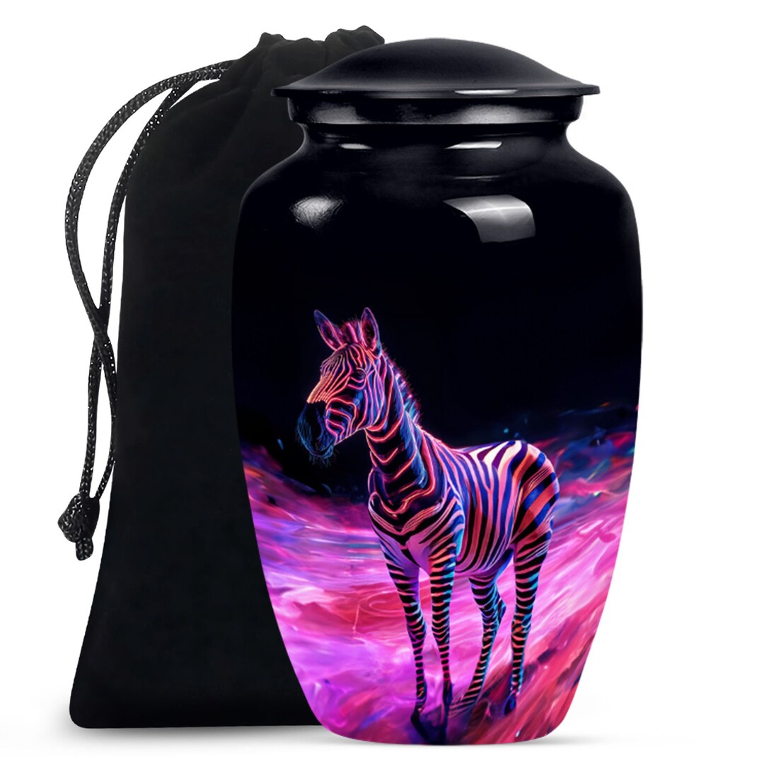 Colorful Zebra Design Cremation Urn for Human Ashes, Small Unique ...