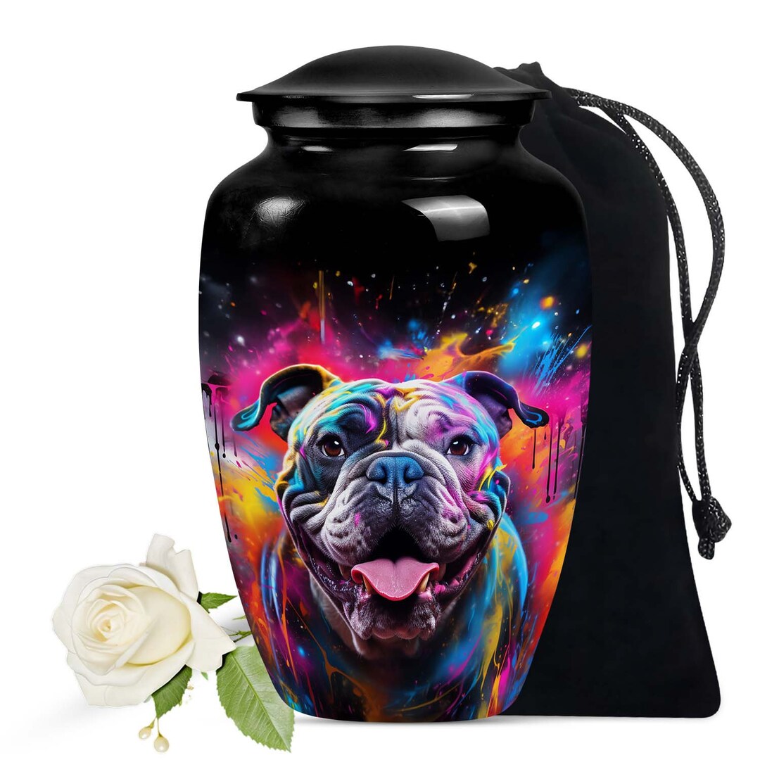 Colorful Bulldog Funeral Burial Urn for Ashes, Decorative Urns for ...