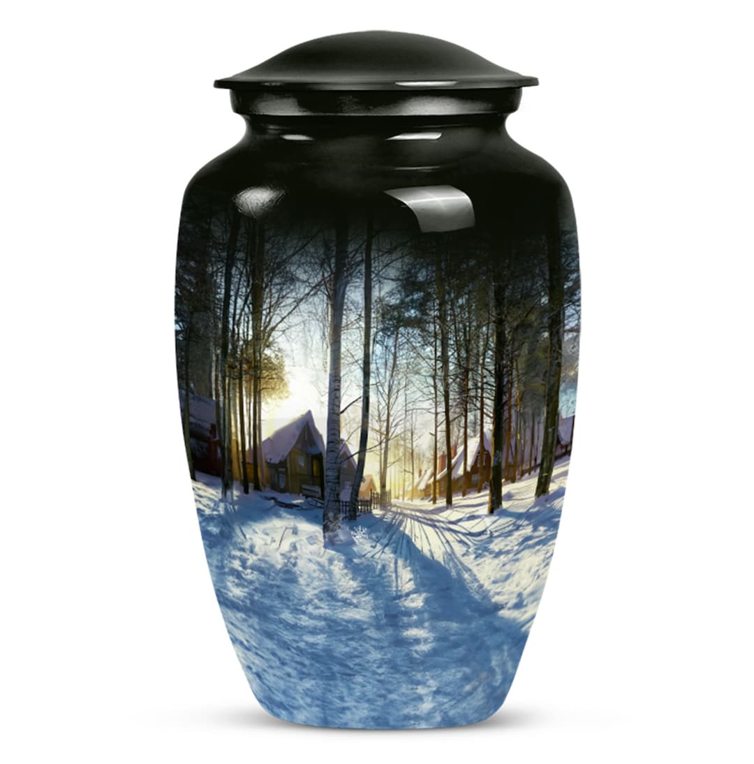 Winter Forest Scene Cremation Urn decorative Urn for Adult Ashes ...