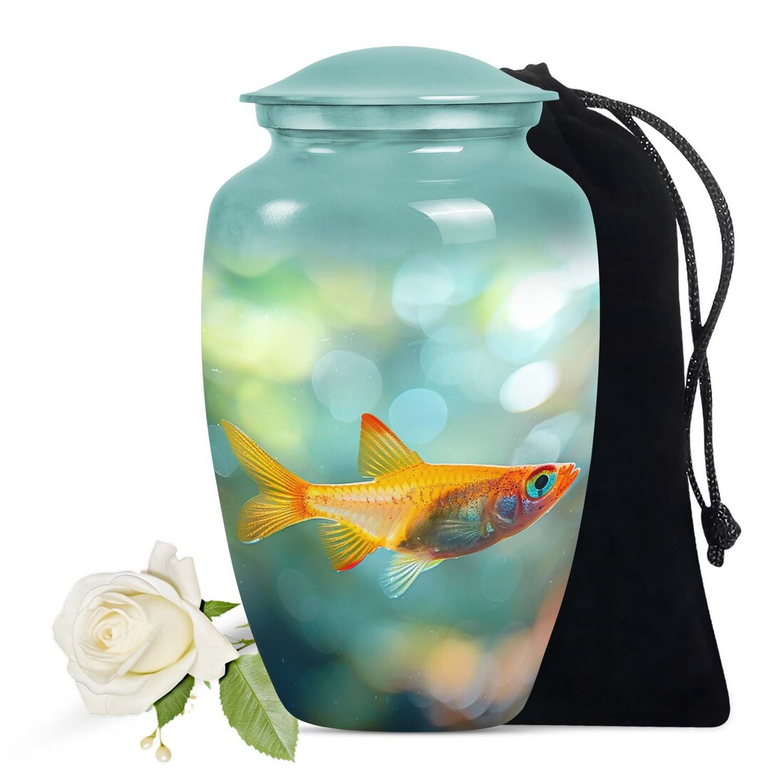 Handcrafted Fish-themed Cremation Urn for Ashes Vibrant Fish Design ...