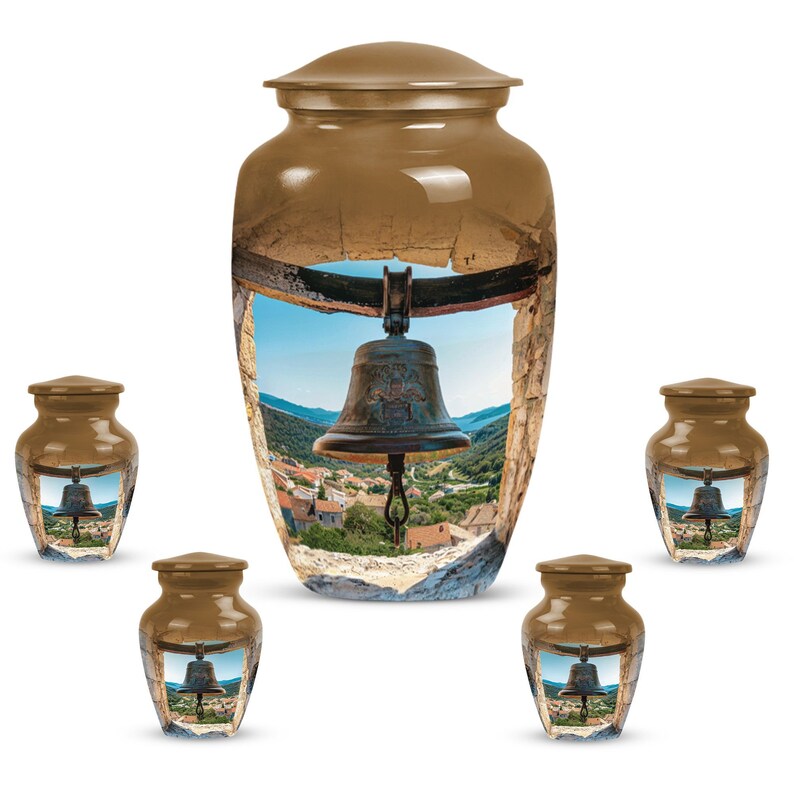 Rustic Bell Cremation Urn Large Decorative Customizable Memorial Urn ...