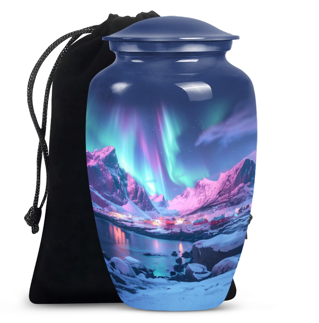 Aurora Borealis Urn for Human Ashes, Decorative Northern Lights Urn ...