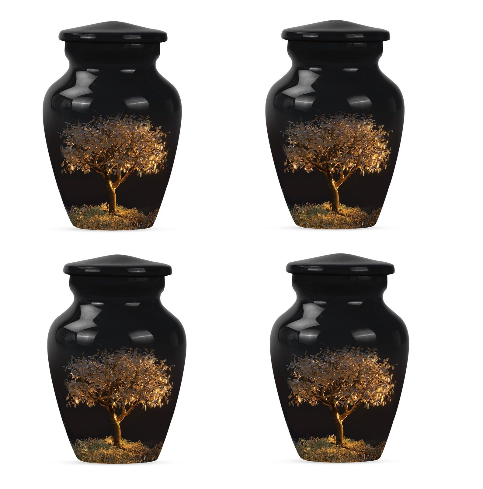 Golden Tree of Life Funeral Burial Urn for Adults, Memorial Keepsake ...