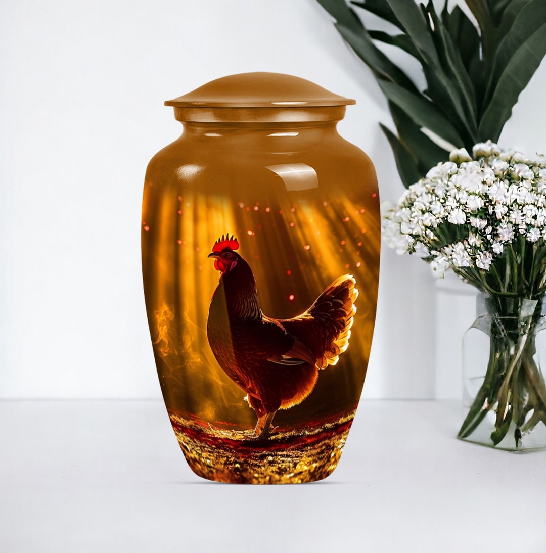 Sunset Rooster Urns for Human Ashes, Brown Memorial Urn for Ashes ...