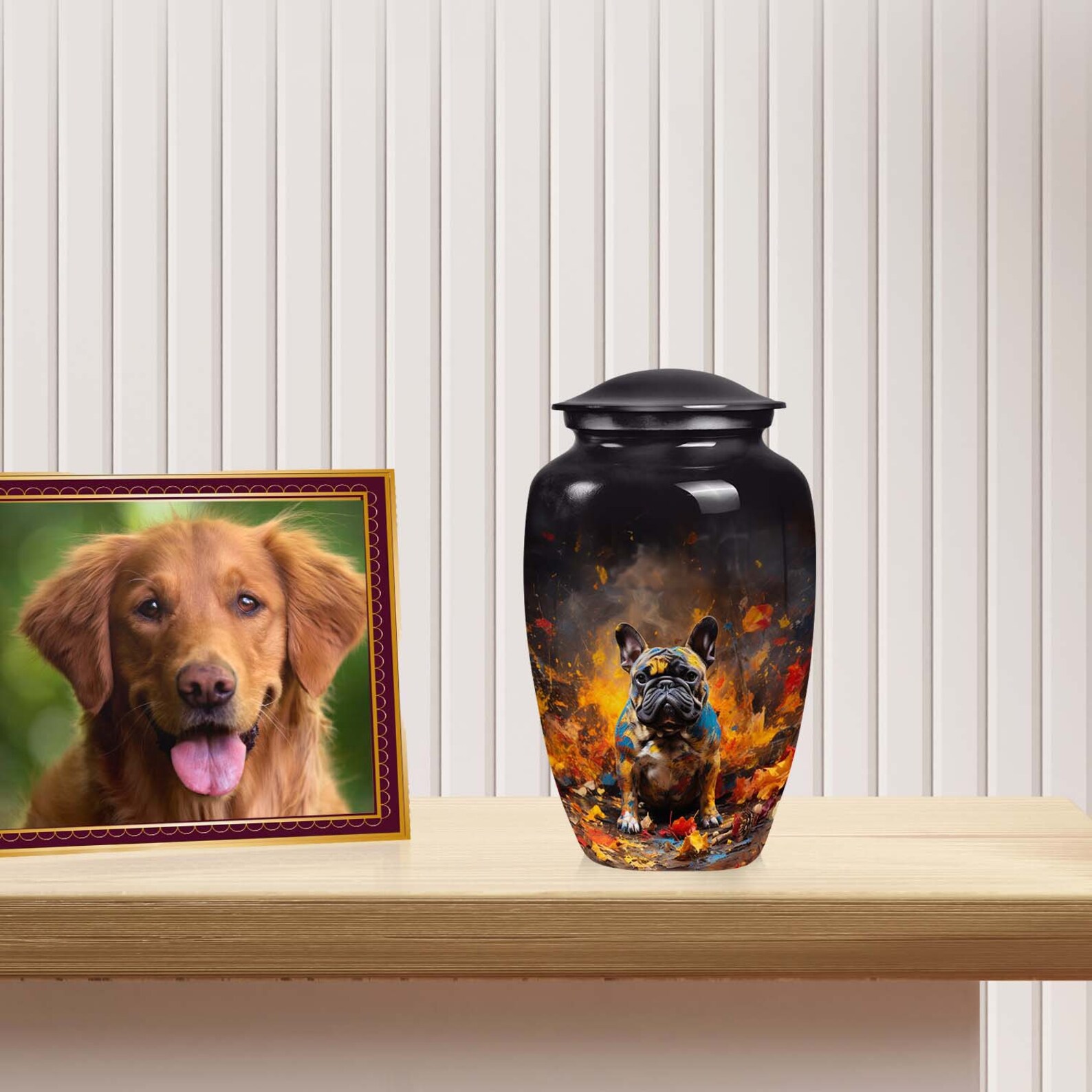 Custom Bulldog Urn for Bruno, Dog Ashes Keepsake, Personalized Pet Urns ...