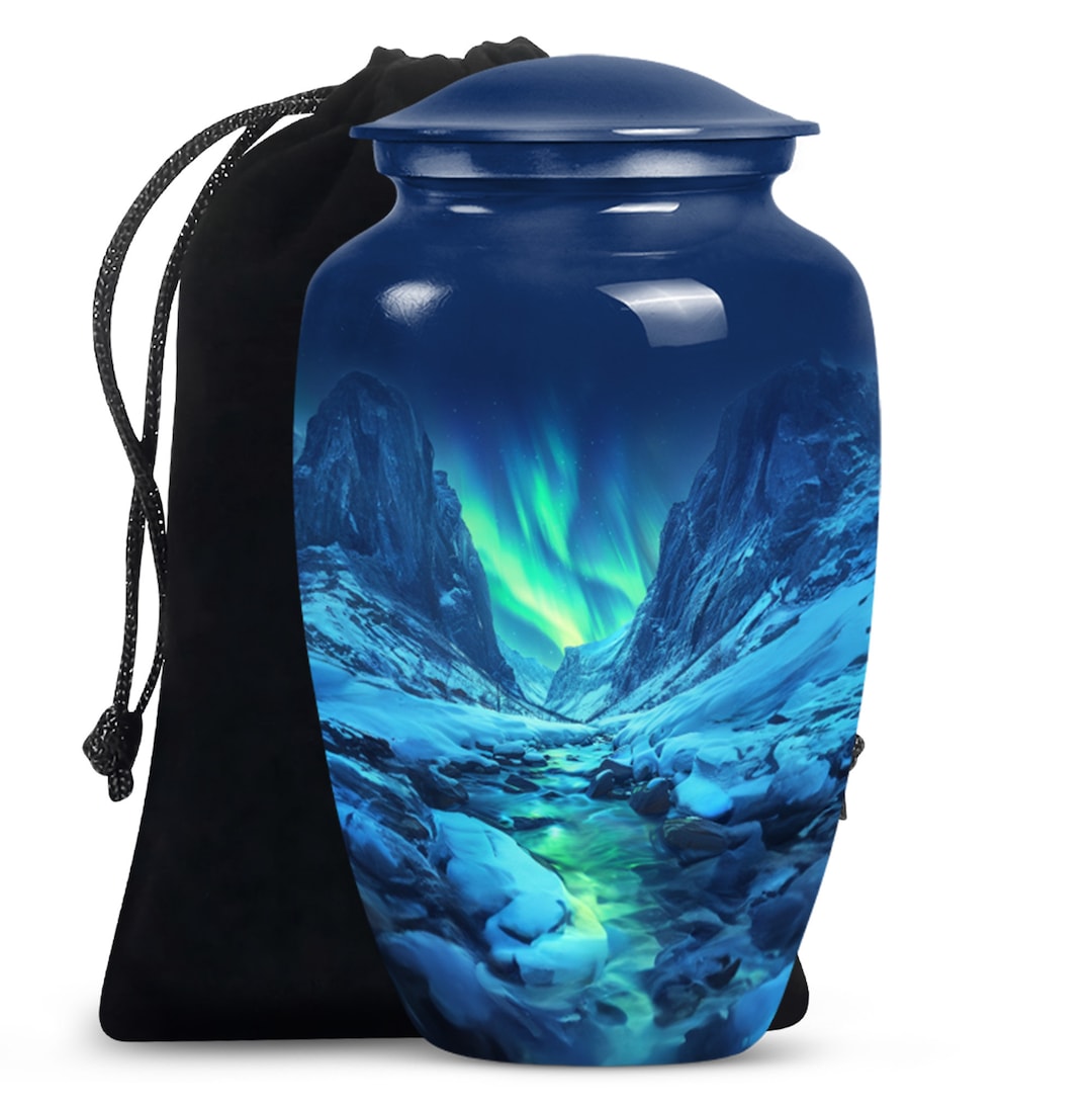 Aurora Borealis Winter Scene Urn - Memorial Ashes Container ...