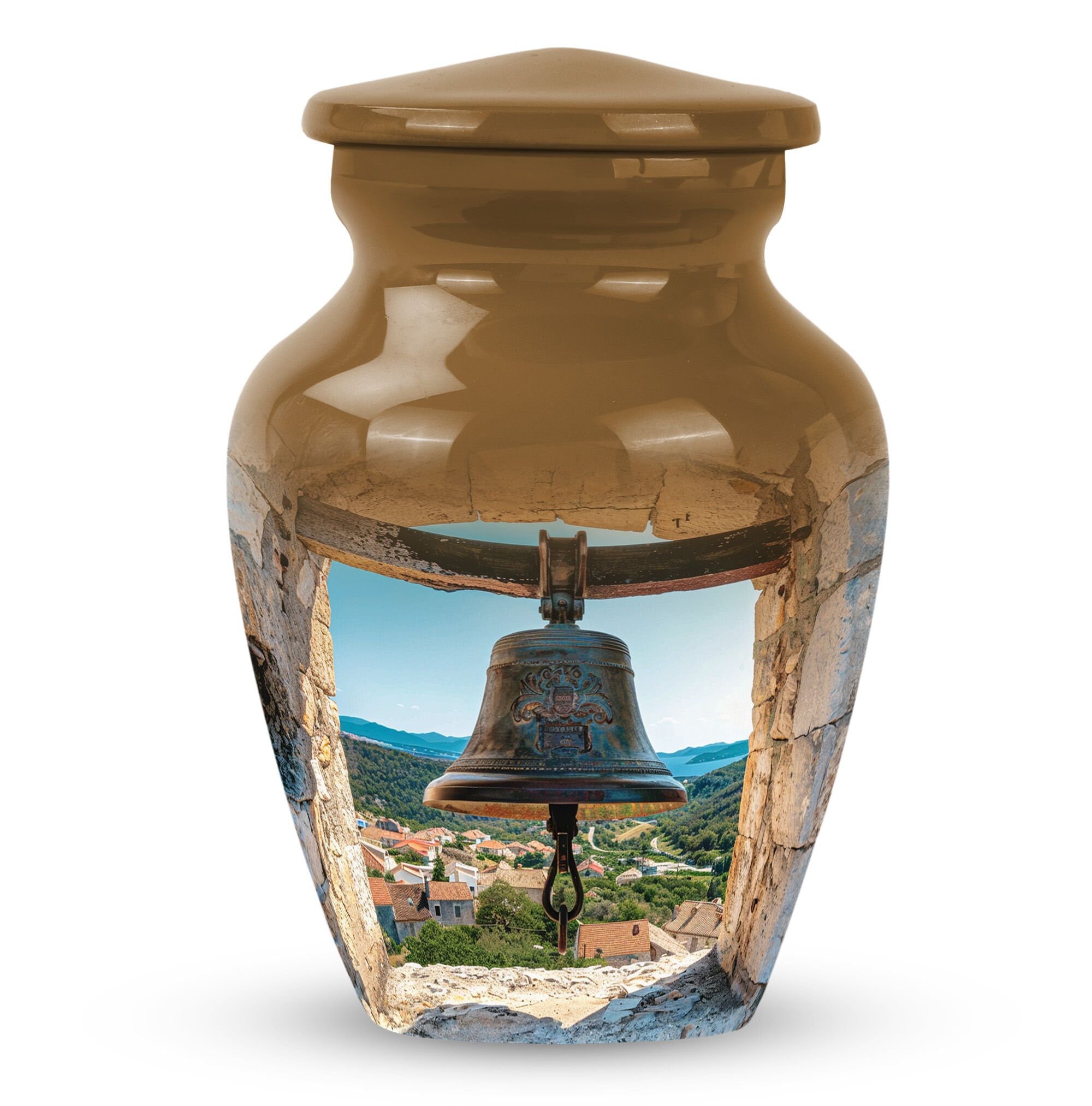 Rustic Bell Cremation Urn Large Decorative Customizable Memorial Urn ...