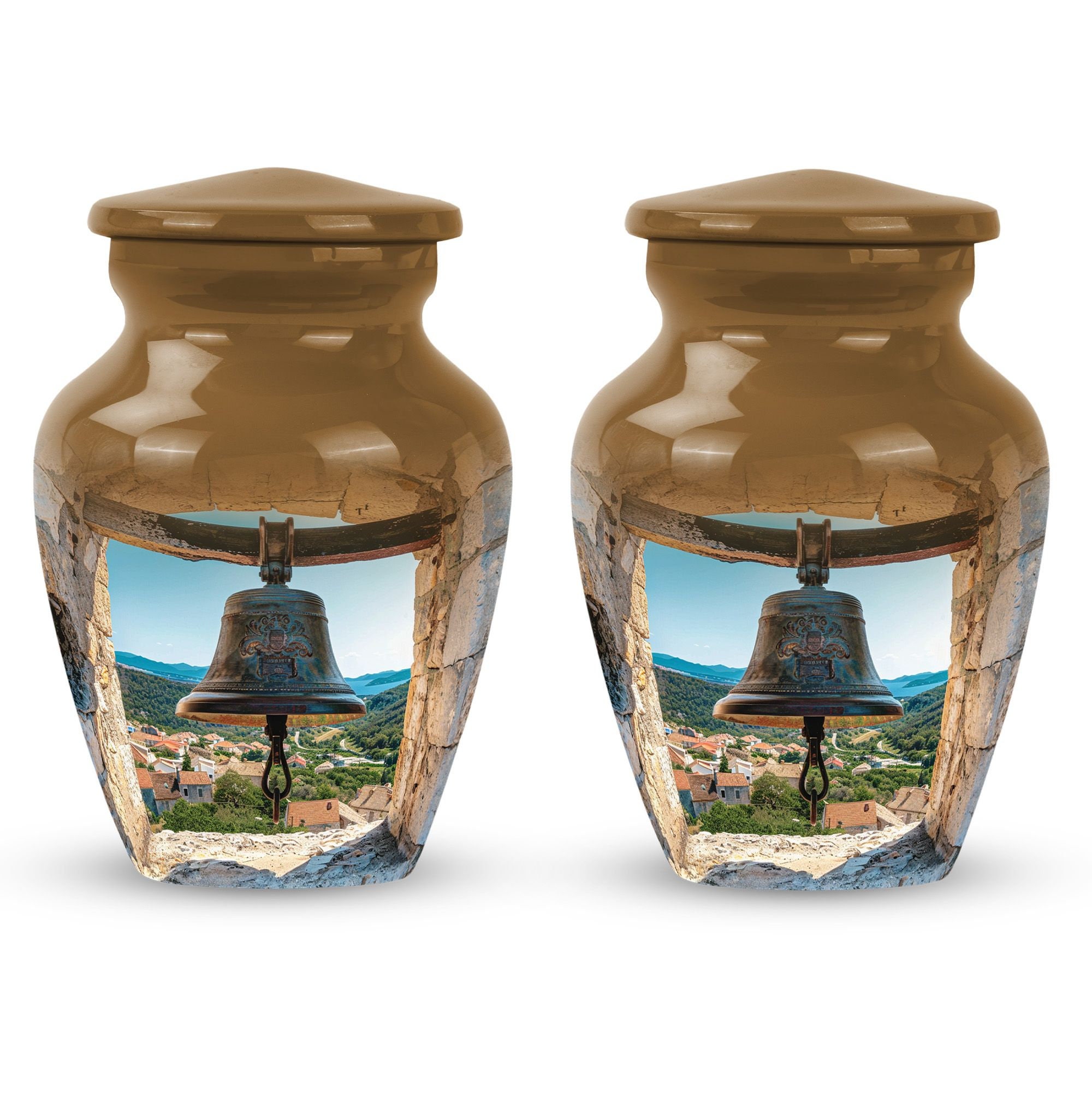 Rustic Bell Cremation Urn Large Decorative Customizable Memorial Urn ...