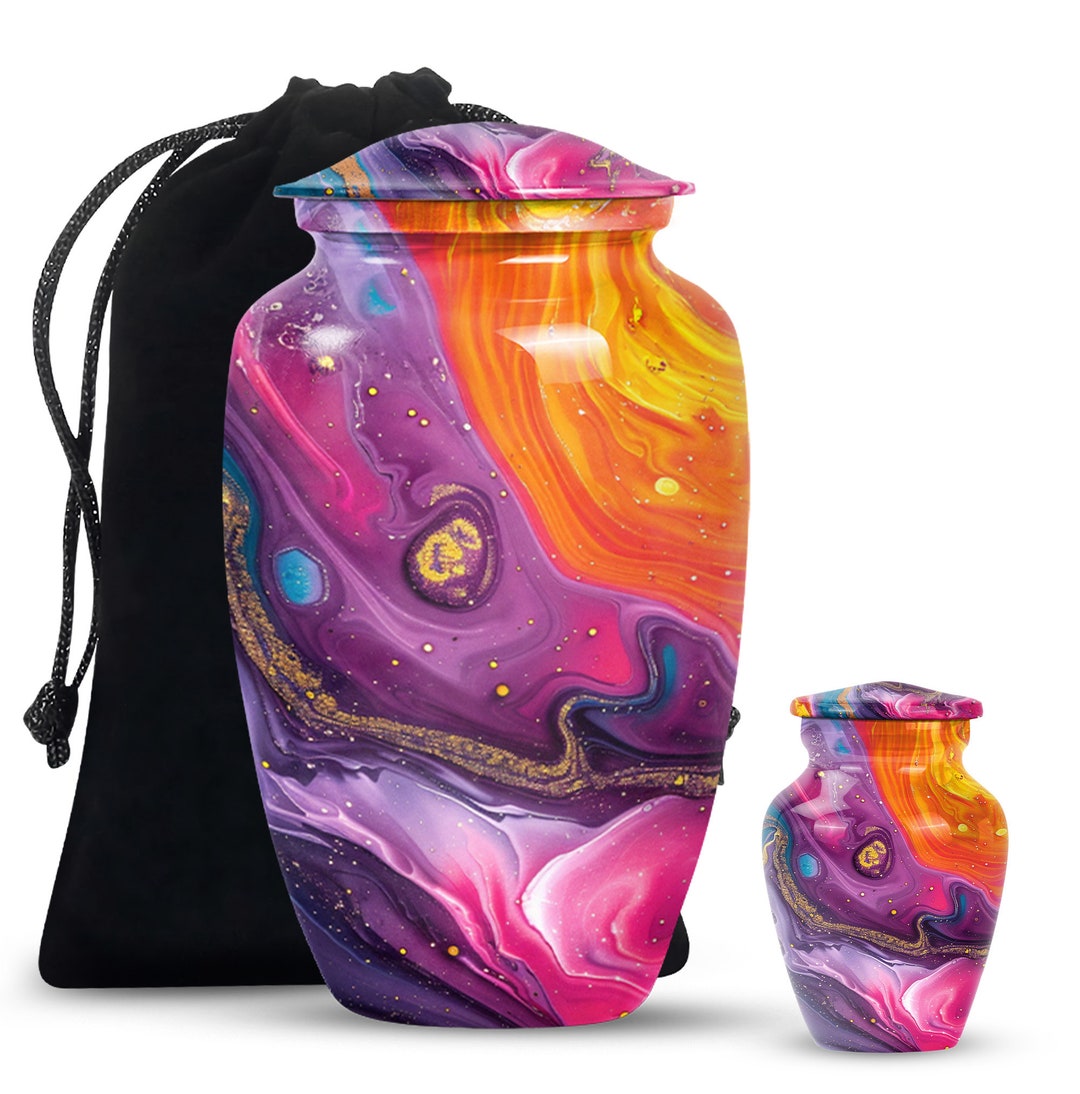 Purple and Orange Swirl Design Urn for Human Ashes Large 10 Inch ...