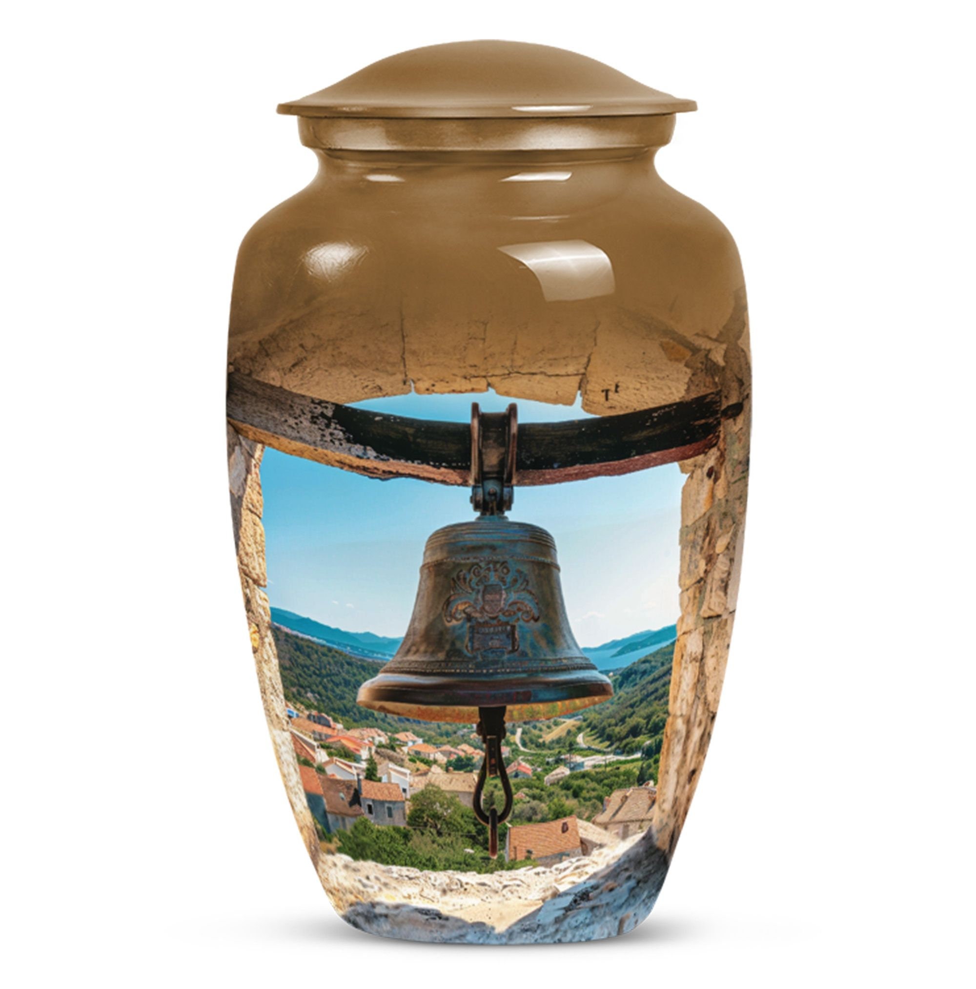 Rustic Bell Cremation Urn Large Decorative Customizable Memorial Urn ...