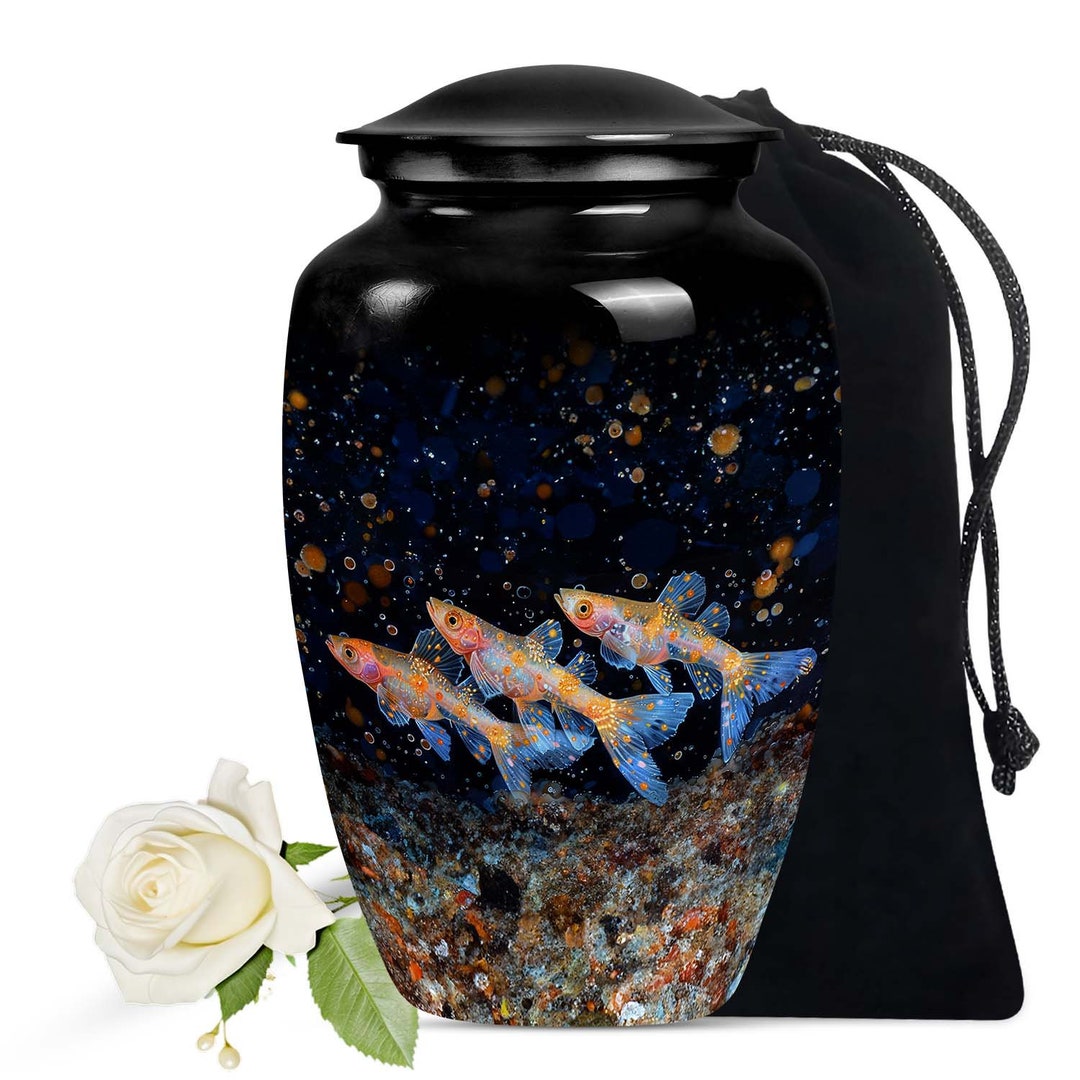 Fish Cremation Urn for Ashes Handcrafted Memorial Urn With Colorful ...