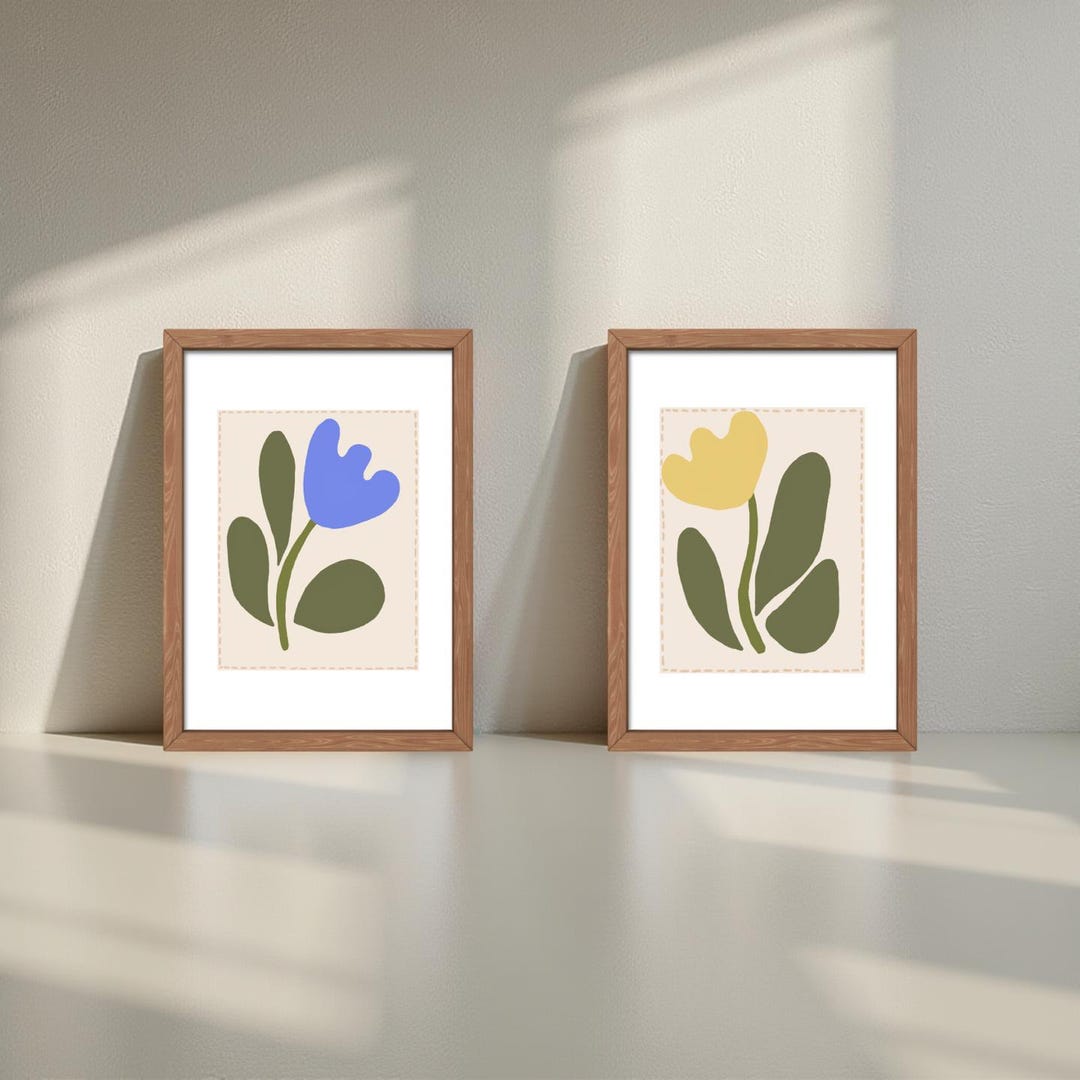 Abstract Floral Art Prints: Modern Blocky Set of 2 (digital Download - Etsy