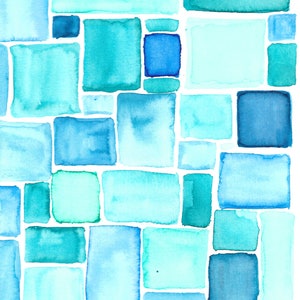 Blue Tile Watercolor - 10 Note Cards Set - Etsy