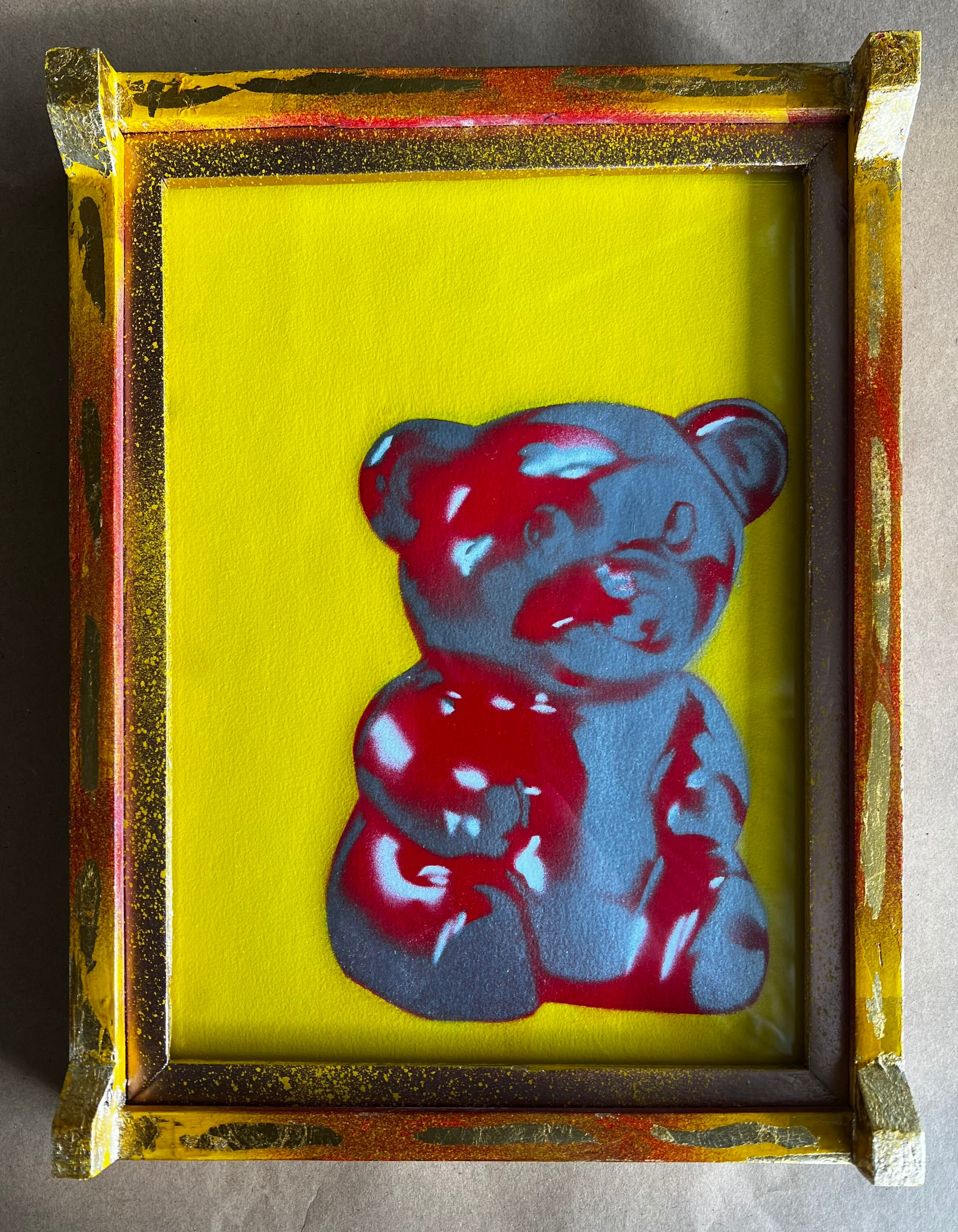 Graffiti Red Gummy Bear With Gold Red Yellow Graffiti Chaos Frame