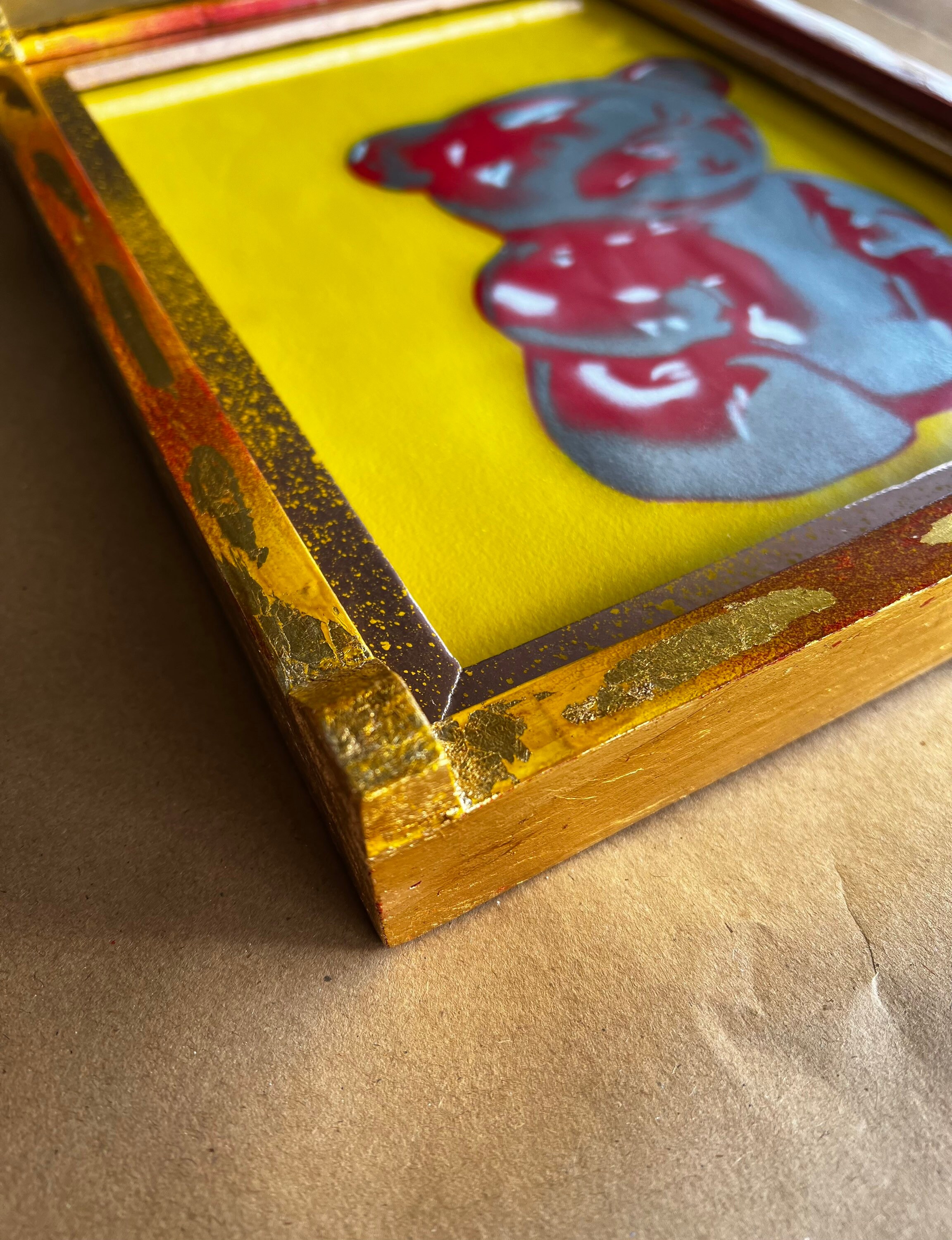 Graffiti Red Gummy Bear With Gold Red Yellow Graffiti Chaos Frame
