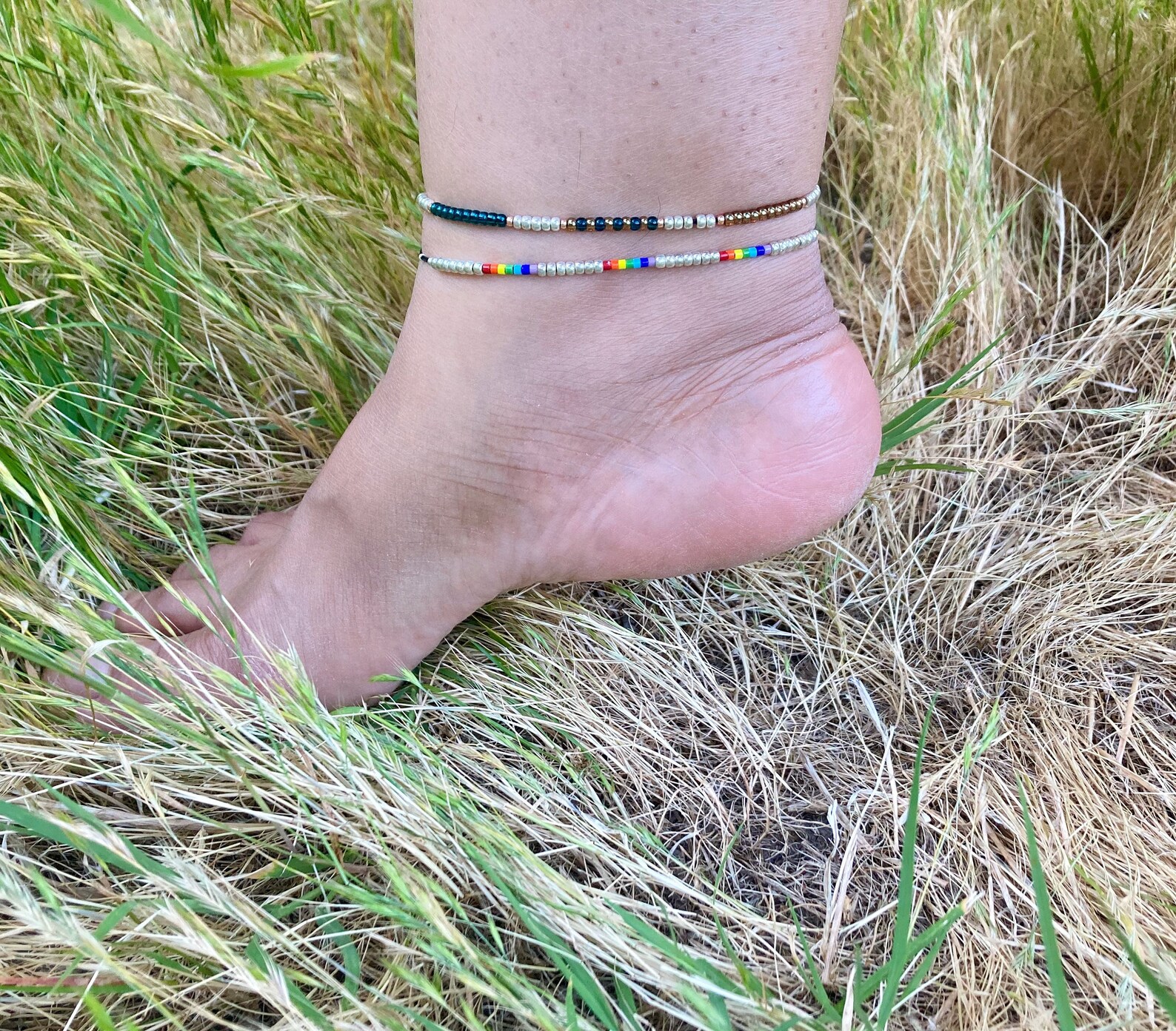 Seed Bead Anklet/bracelet, Japanese Glass Beads, Delicate Minimalistic Dainty Ankle Bracelet ...
