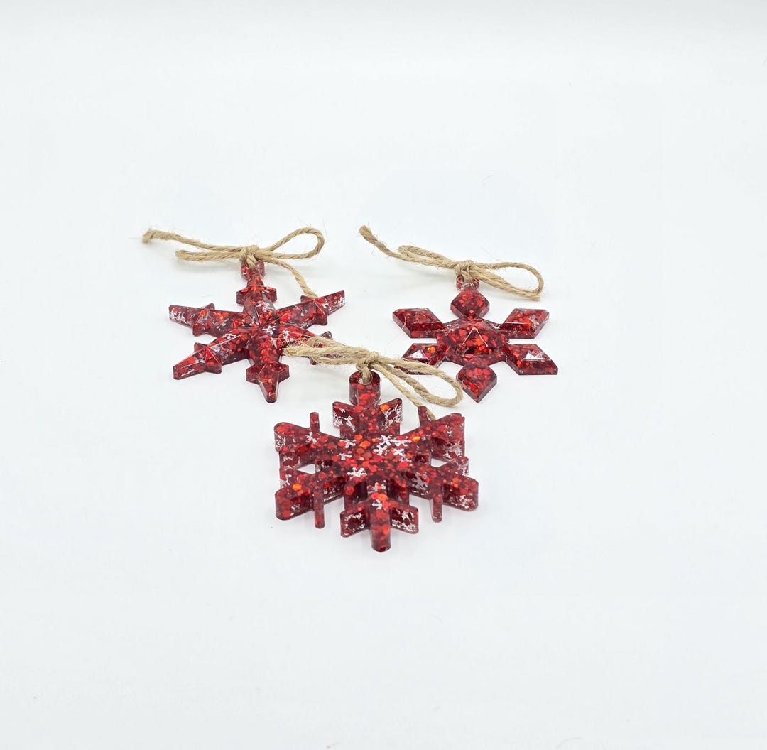 Red Snowflake Ornament Set - Etsy