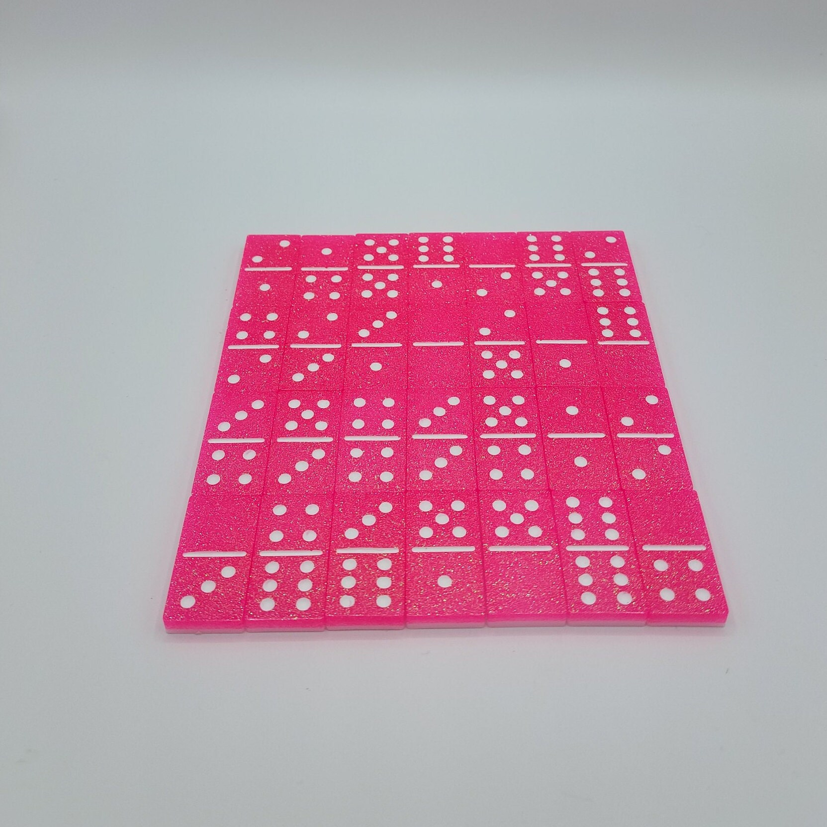 Glitter Hot Pink Dominoes Set (glows in UV Light) - Etsy