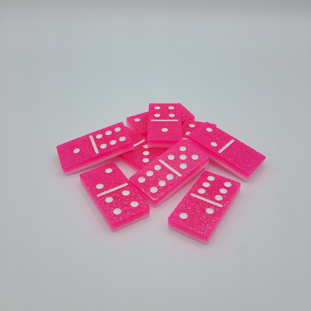 Glitter Hot Pink Dominoes Set (glows in UV Light) - Etsy