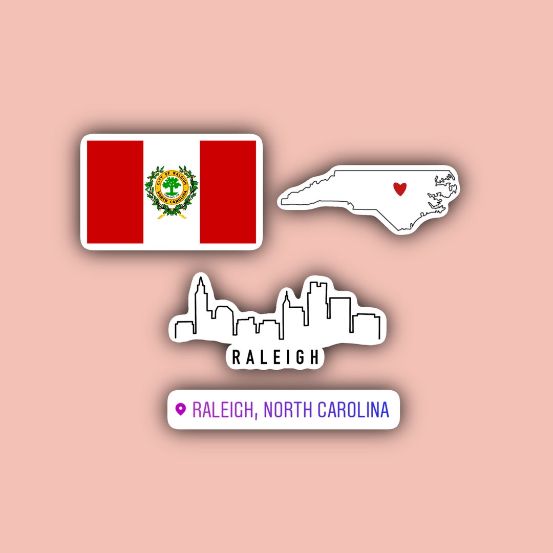 Raleigh North Carolina Sticker Pack Raleigh, NC Stickers Skyline Geotag ...