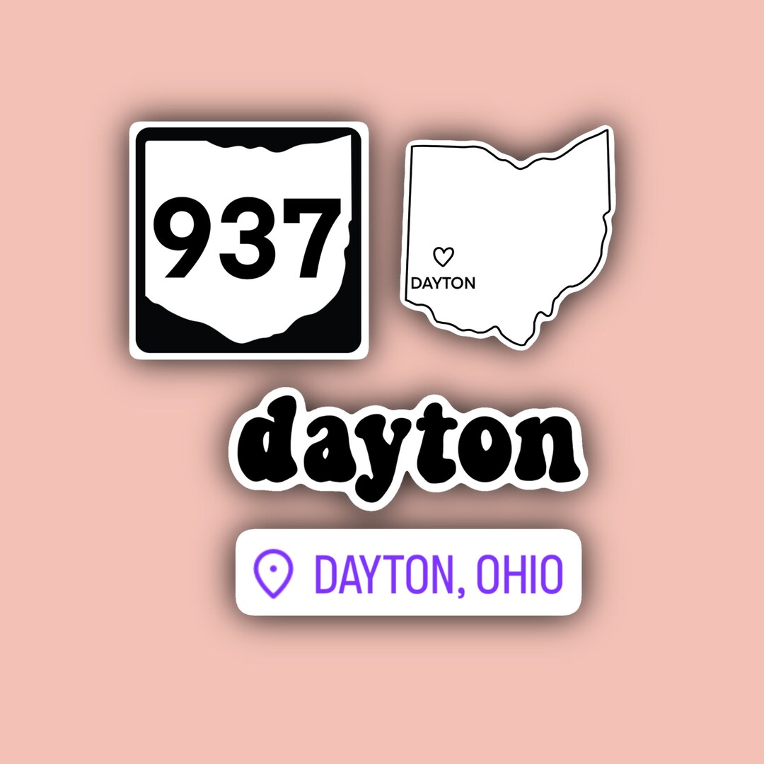 Dayton Ohio Sticker Pack - Ohio Stickers - 937 - State Outline - Dayton ...
