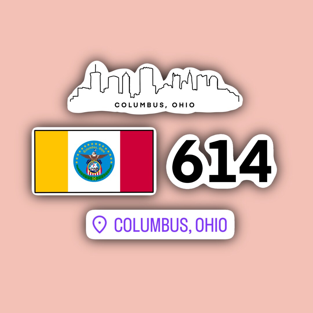 Columbus Ohio Sticker Pack - Ohio Stickers - Skyline - Flag - 614 ...