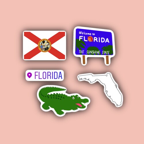 Florida Sticker Pack Florida Gator Flag Welcome Sign - Etsy