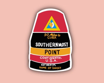 2 Key West Florida Vinyl Stickers Southernmost Point Marker Decals 3 X ...
