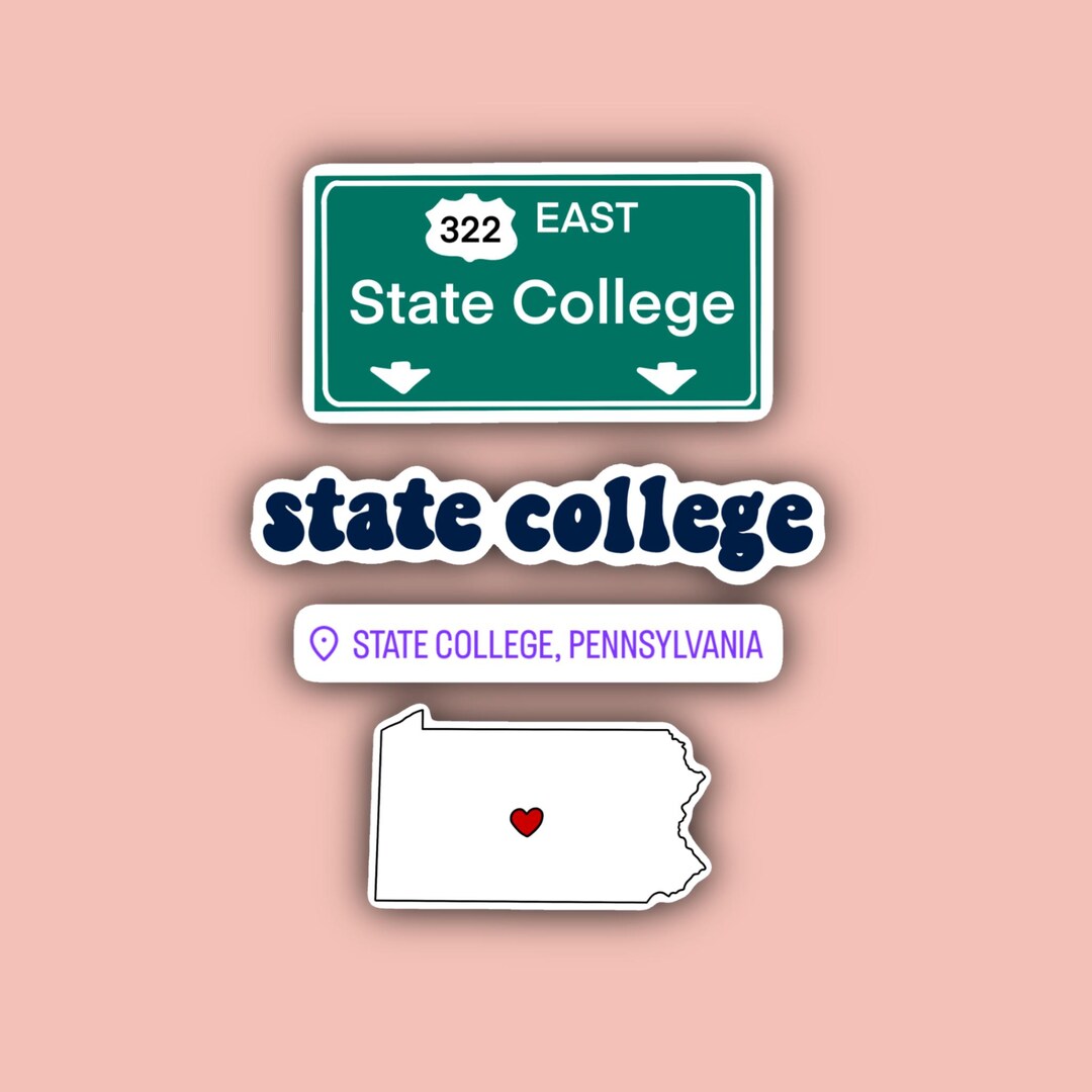 State College Sticker Pack - Waterproof Pennsylvania Stickers - Etsy