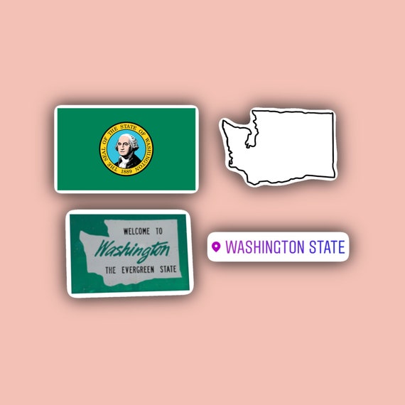 Washington State Sticker Pack Washington Flag Washington | Etsy