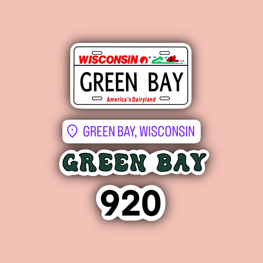 Green Bay Wisconsin Sticker Pack - Wisconsin Stickers - Plate - Geotag ...