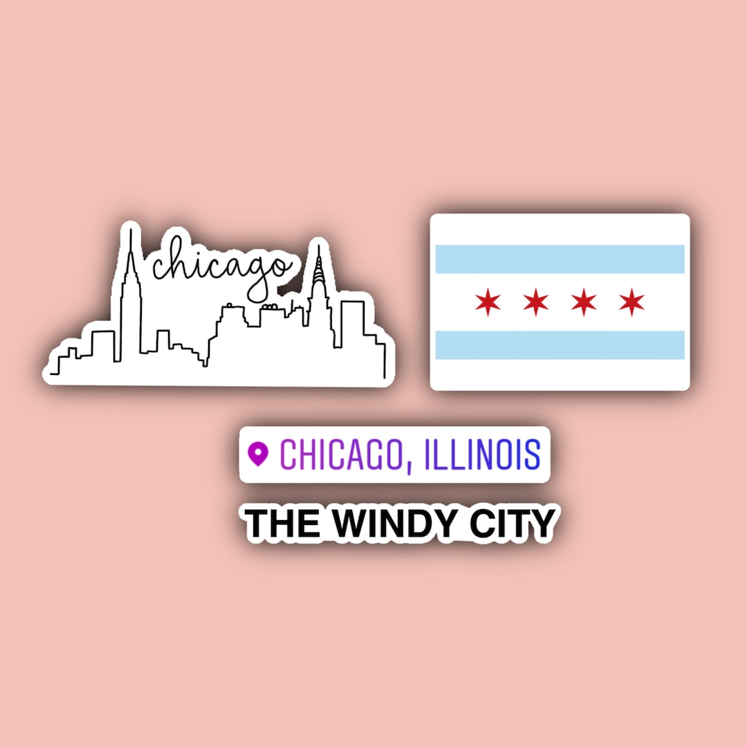 Chicago Sticker Pack - Illinois Sticker - Chicago Flag - Geotag ...