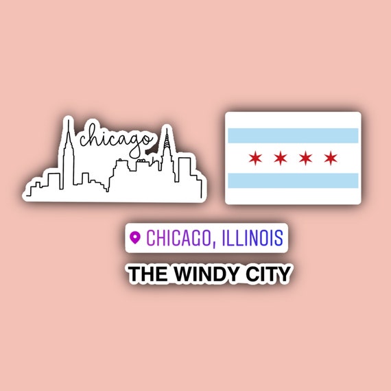 Chicago Sticker Pack Illinois Sticker Chicago Flag | Etsy