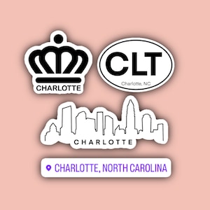 Charlotte North Carolina Sticker Pack - Charlotte, NC Stickers - Queen ...