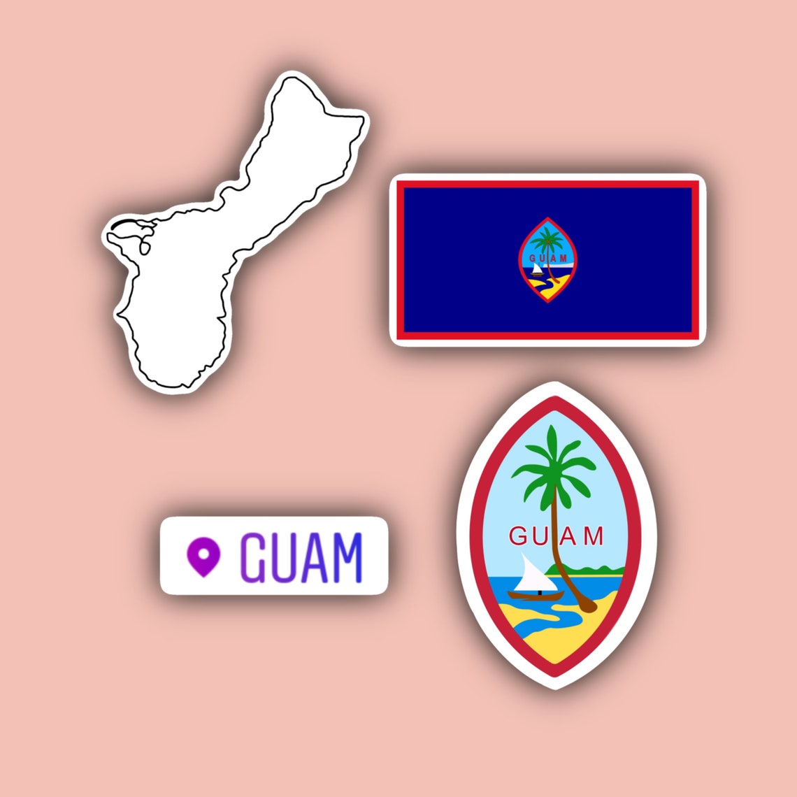 Guam Sticker Pack Guam Stickers Guam Flag - Etsy