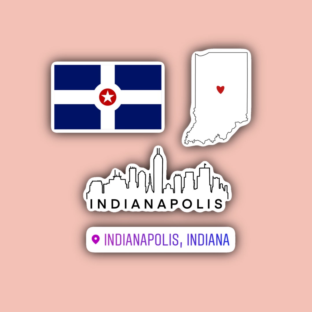 Indianapolis, IN Sticker Pack - Indy Stickers - Skyline - Flag - Geotag ...