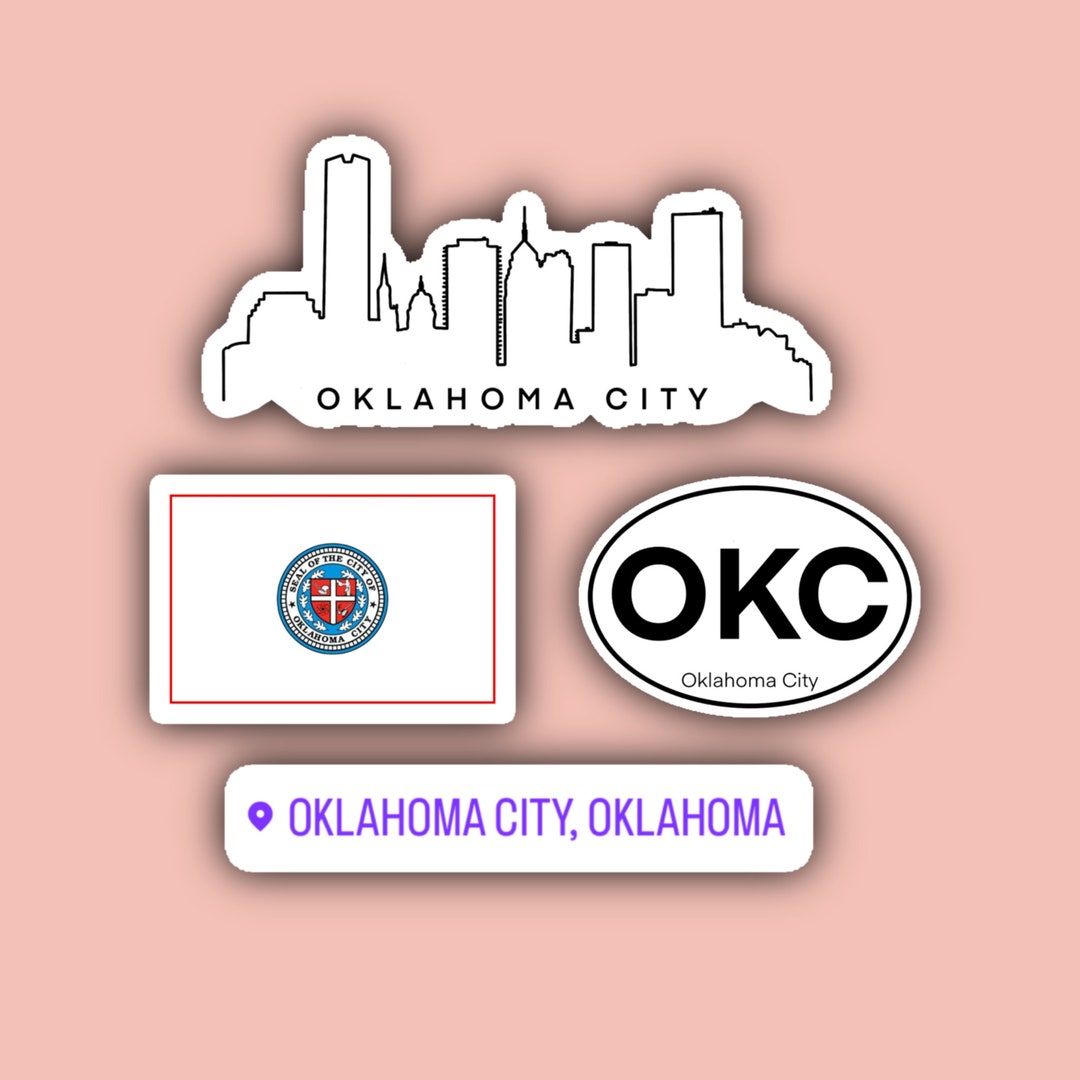 Oklahoma City Sticker Pack - OKC - Stickers - Skyline - Oval - Geotag ...