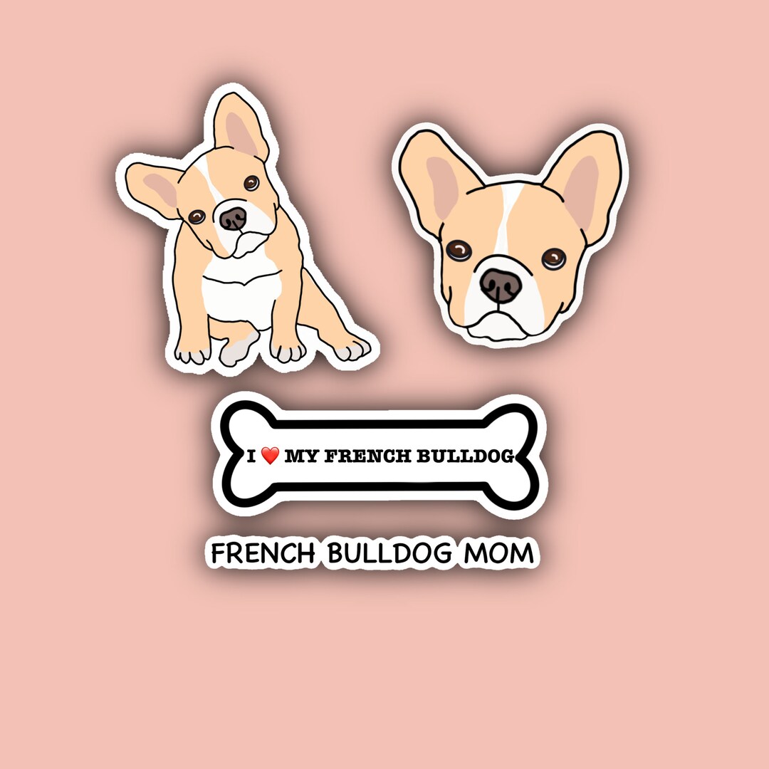 Tan/orange French Bulldog Sticker Pack Waterproof 4 Stickers Laptop ...