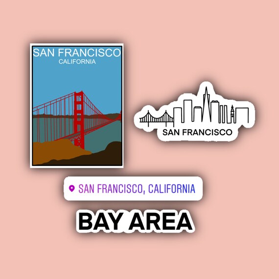 San Francisco Sticker Pack California Stickers Golden Gate - Etsy