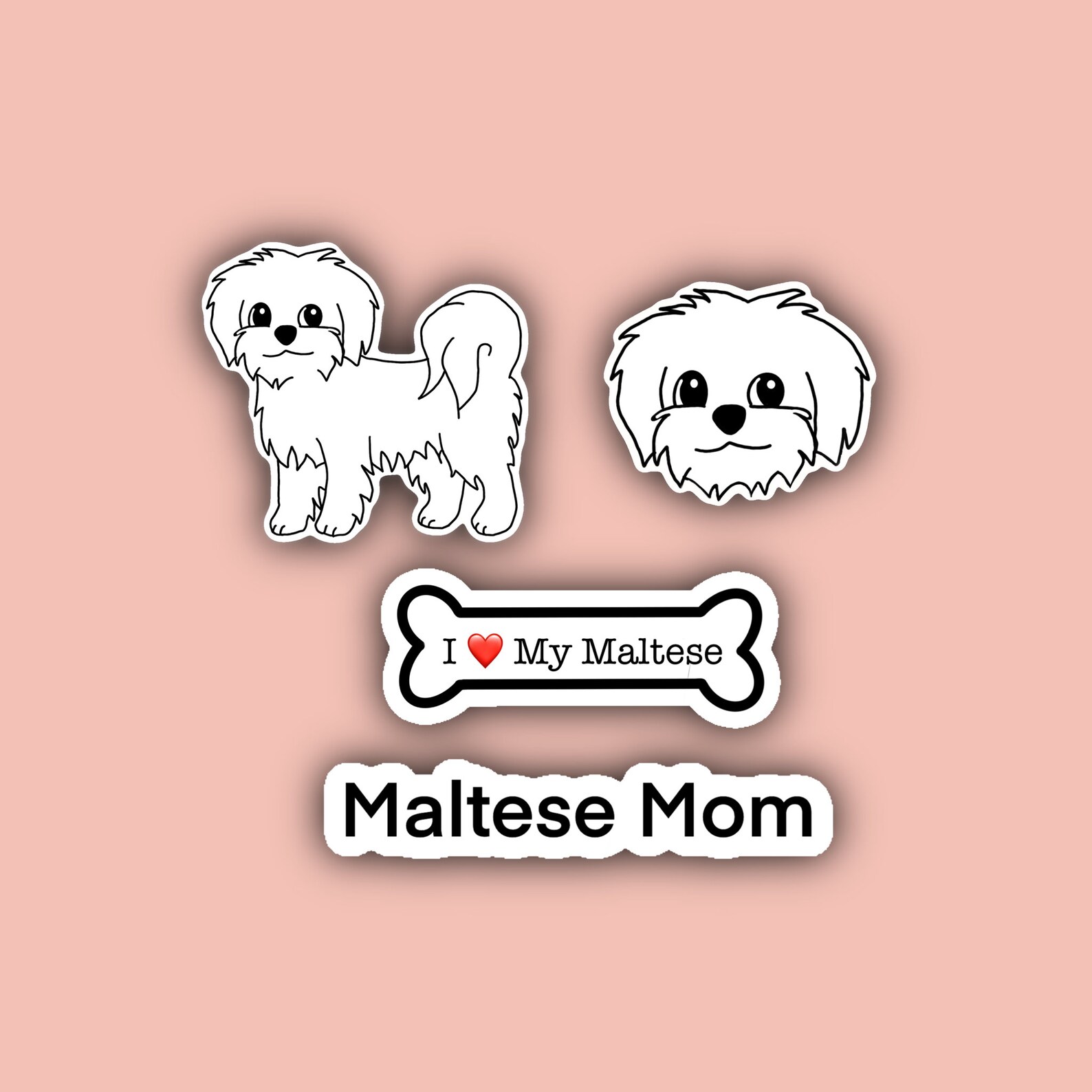 Maltese Sticker Pack Dog Mom | Etsy