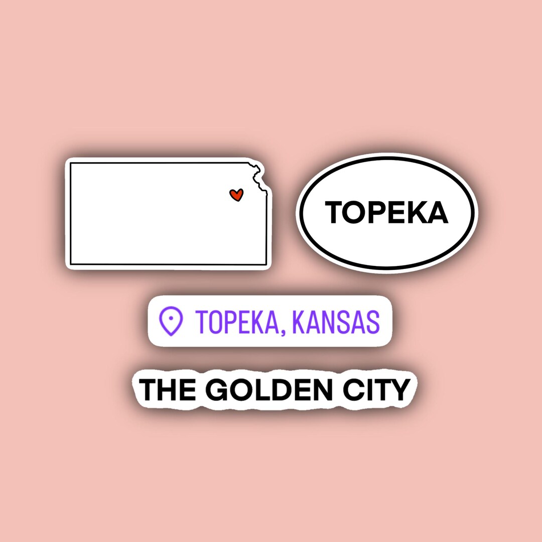 Topeka Kansas Sticker Pack - Outline - Oval - Geotag - the Golden City ...