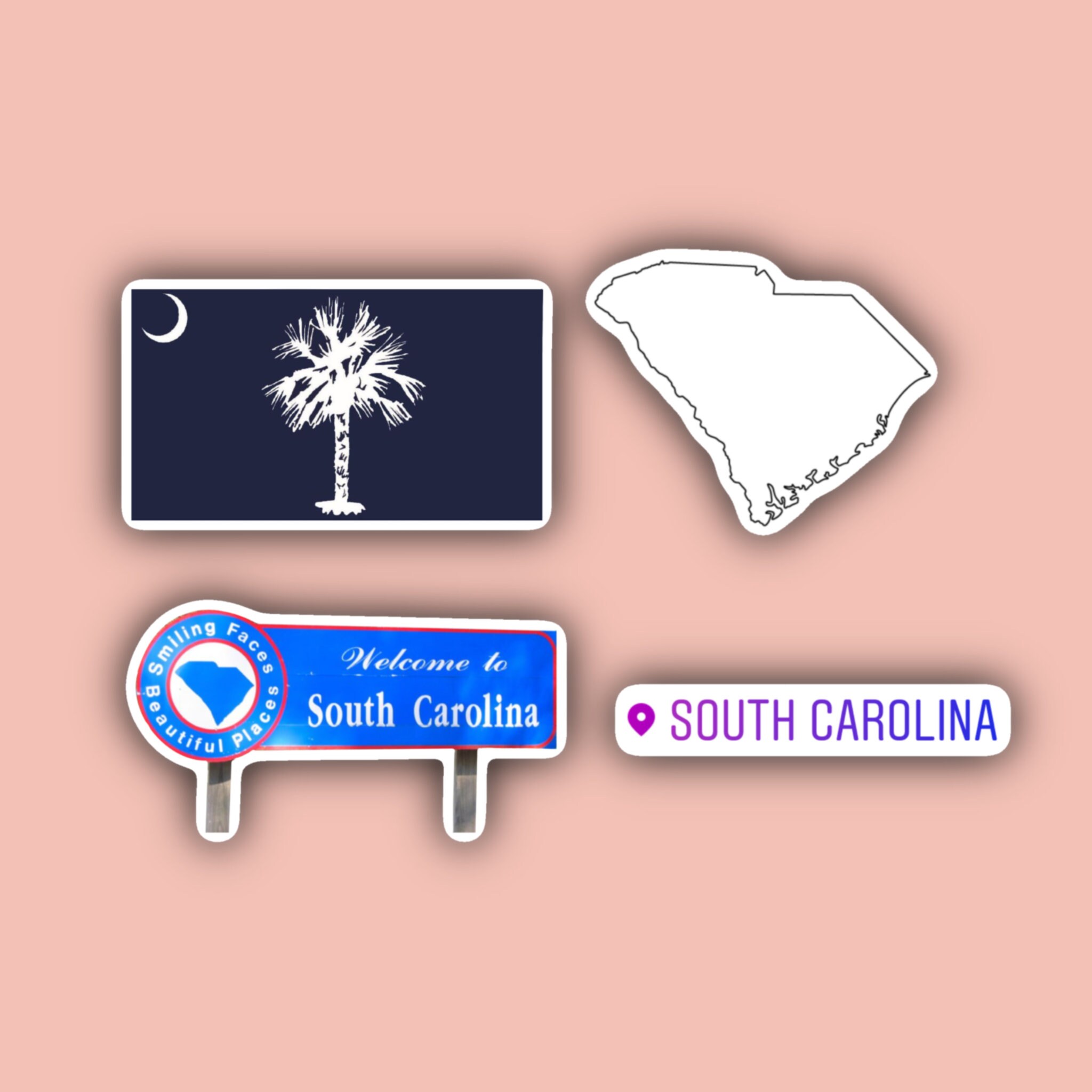 South Carolina Sticker Pack SC South Carolina Flag - Etsy