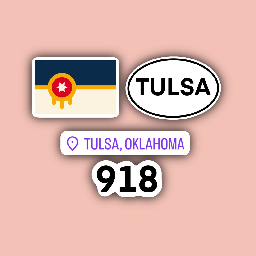 Tulsa Oklahoma Sticker Pack - Flag - Oval - Geotag - 918 - Etsy