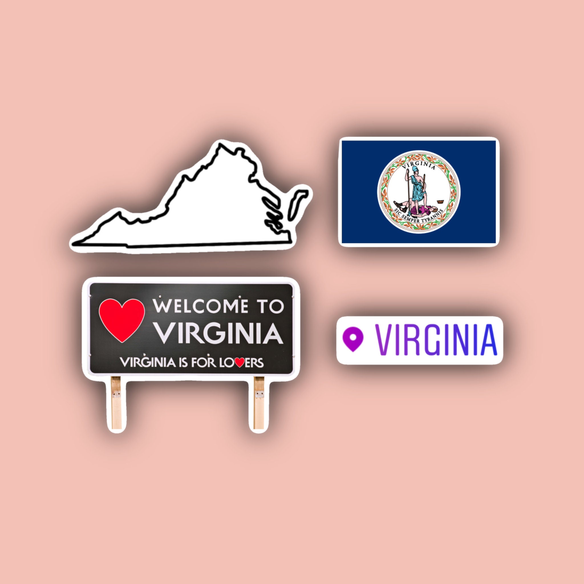 Virginia Sticker Pack Richmond VA VA Virgini Flag - Etsy Singapore