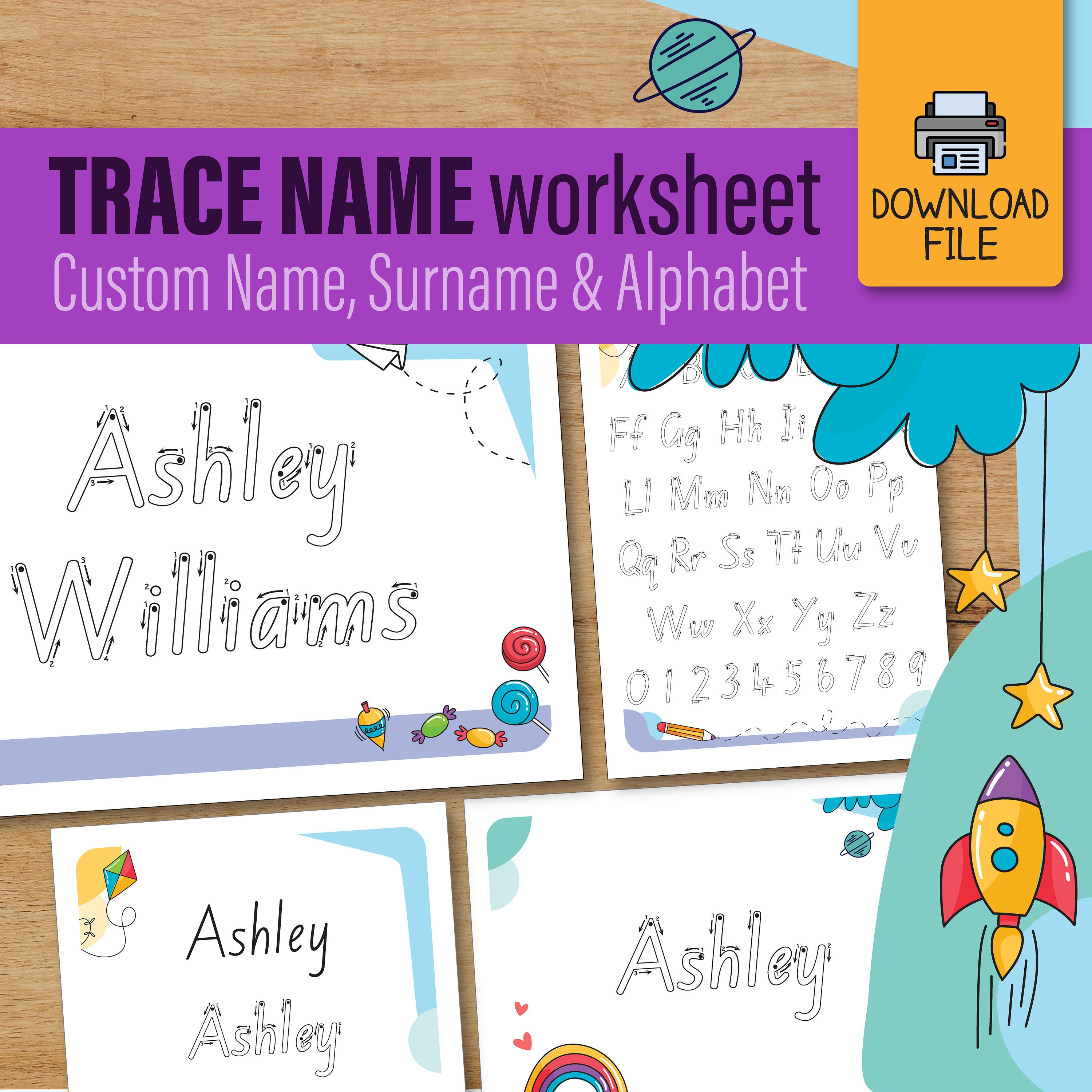 Custom Name Tracing | Practice Handwriting | Personalized Worksheets ...